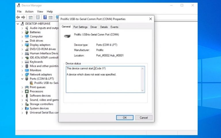 Windows cannot initialize the device driver for this hardware (Code 37)