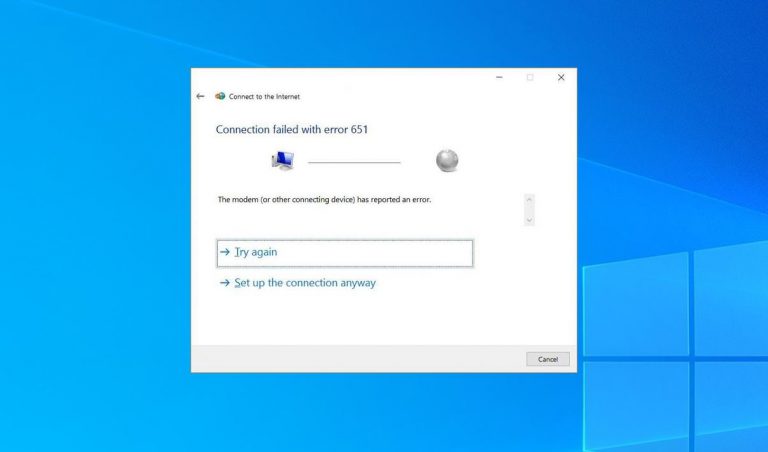 How to fix Connection Failed error 651 in Windows 10
