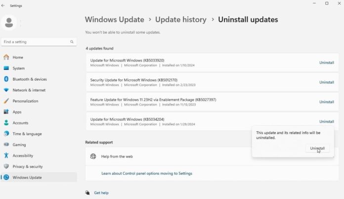 How to Uninstall Windows Update (Windows 11 KB5040442)
