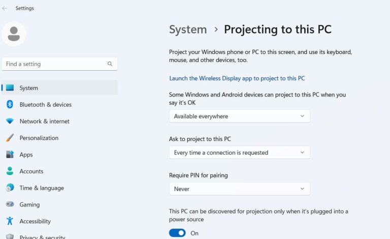 How to connect wireless Display in windows 11 to TV