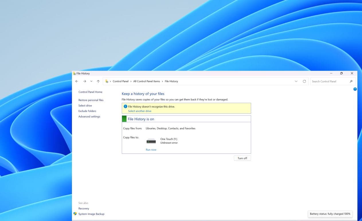 Fix File History Not Recognizing This Drive Error